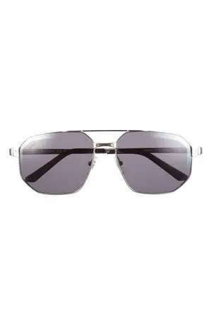 CARTIER 60mm Polarized Pilot Sunglasses - Silver2