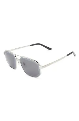 Cartier 60mm Polarized Pilot Sunglasses - Silver2