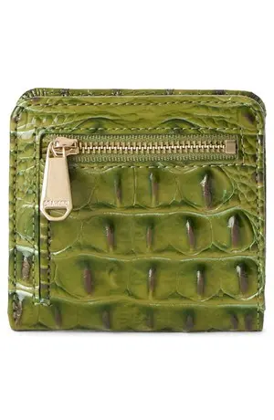 Brahmin Jane Croc Embossed Leather Bifold Wallet - Olive