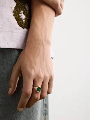 Mateo Malachite And Diamond Signet Ring