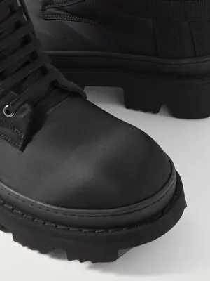 Rick Owens Army Megatooth Canvas And Shell Lace-Up Boots In  display picture 3