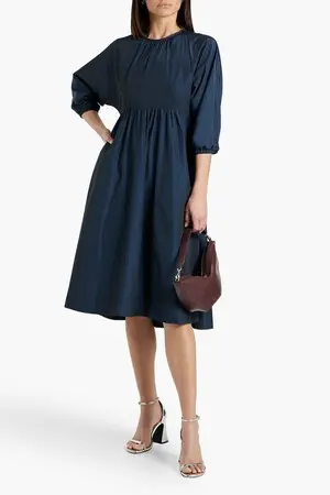 Max Mara Gathered Sateen Midi Dress