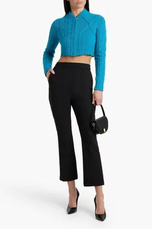 Max Mara Nepeta Grain De Poudre Wool-blend Kick-flare Pants - Black