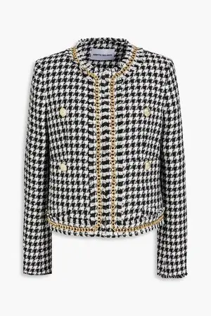 Rebecca Vallance Cher Embellished Houndstooth Tweed Jacket