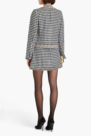 Rebecca Vallance Cher Embellished Houndstooth Tweed Jacket