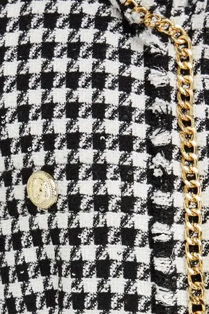 Rebecca Vallance Cher Embellished Houndstooth Tweed Jacket