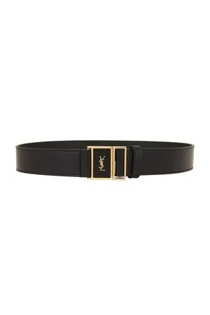 Saint Laurent Cassandre Leather Belt - Nero