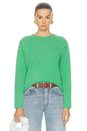 THE ELDER STATESMAN Tranquility Roll Crew Sweater In Green