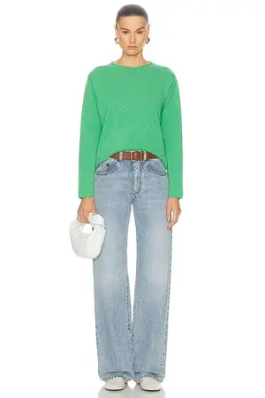 THE ELDER STATESMAN Tranquility Roll Crew Sweater In Green