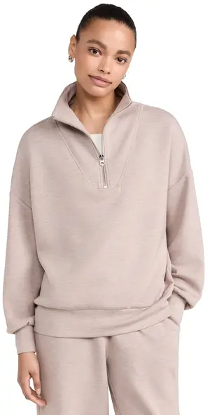 Varley Hawley Half Zip Sweatshirt - Taupe Marl
