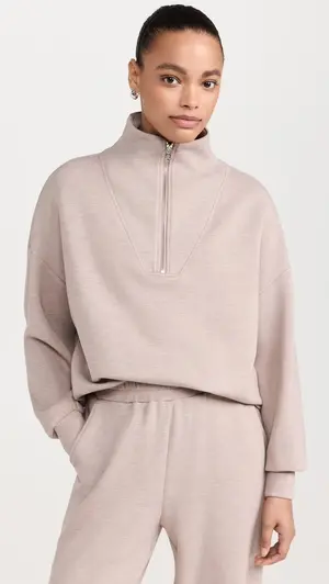 Varley Hawley Half Zip Sweatshirt - Taupe Marl