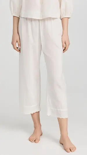 The Great. The Eyelet Easy Sleep Pants - True White