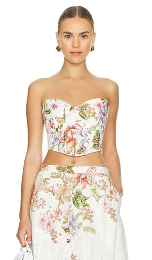 Hemant & Nandita Corset Top - White Floral