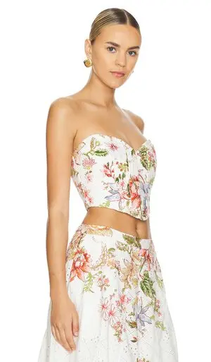 Hemant & Nandita Corset Top - White Floral