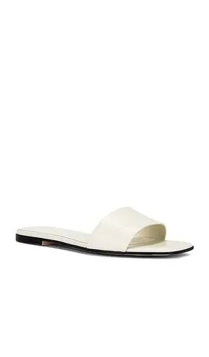 Raye Hillie Square Toe Flat Sandals - White