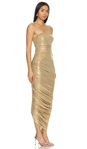 Norma Kamali Strapless Diana Gown In Metallic - Gold