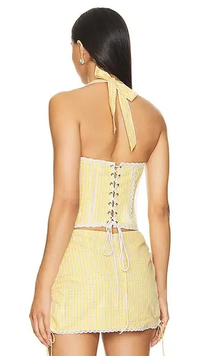 GUIZIO Gingham Lace Corset