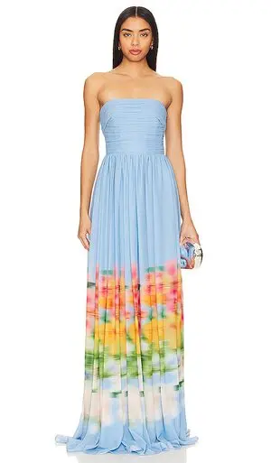 SAU LEE Camille Strapless Chiffon Gown
