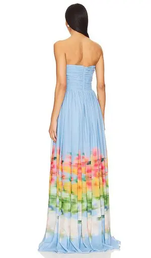 SAU LEE Camille Strapless Chiffon Gown