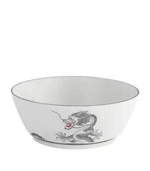 MEISSEN Porcelain-platinum Lucky Dragon Bowl - Metallic