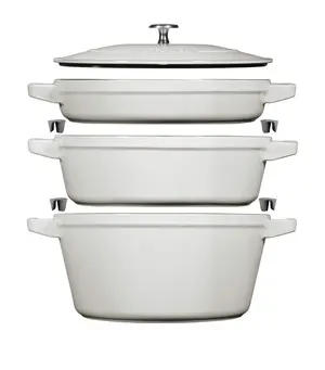 STAUB 3-piece Round Stackable Cocotte Set - White