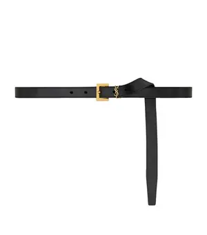 Saint Laurent Leather Monogram Belt - Black