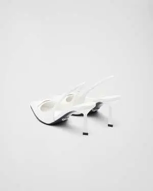 Prada Brushed Leather Slingback Pumps - White