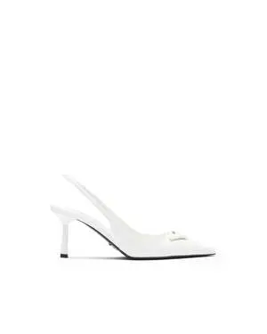 Prada Brushed Leather Slingback Pumps - White