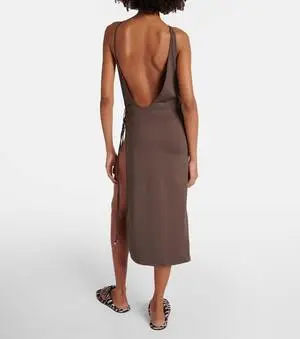 Attico Side-slit Gathered Midi Dress