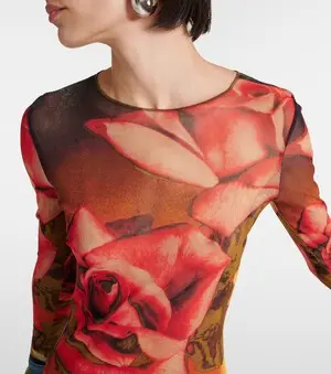 JEAN PAUL GAULTIER Floral Semi-sheer Midi Dress