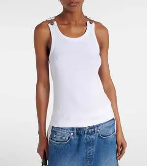 JEAN PAUL GAULTIER Ribbed-knit Tank Top - White