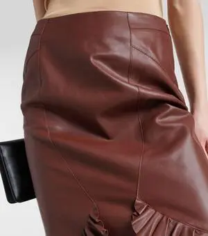 TOM FORD Ruffled Leather Midi Skirt
