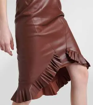 TOM FORD Ruffled Leather Midi Skirt