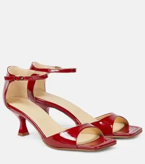 SOULIERS MARTINEZ Kika Patent Leather Sandals - Red