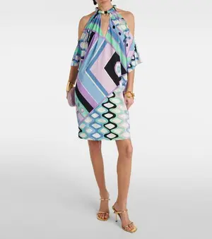 Emilio Pucci Vivara-print Jersey Satin Kaftan - Blue