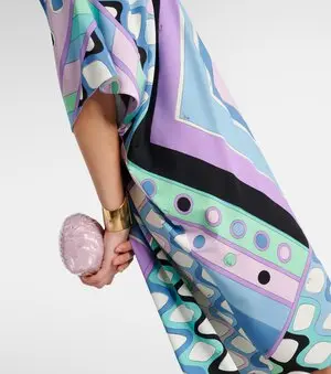 Emilio Pucci Vivara-print Jersey Satin Kaftan - Blue