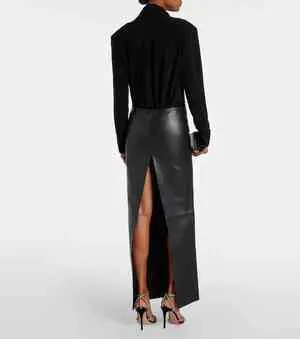 MONOT Mônot Low-rise Leather Maxi Skirt