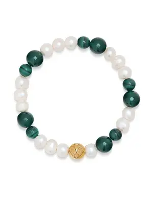 NIALAYA JEWELRY Engraved-detail Pearl Bracelet - Green