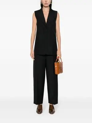 Fendi Pressed-crease Tapered Trousers - Black