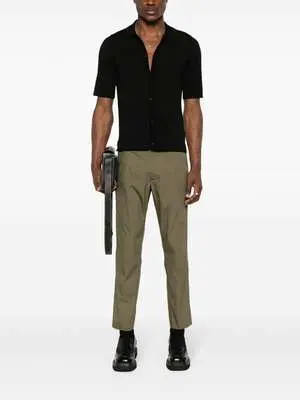 LOW BRAND Poplin Pleated Tapered Trousers - Green