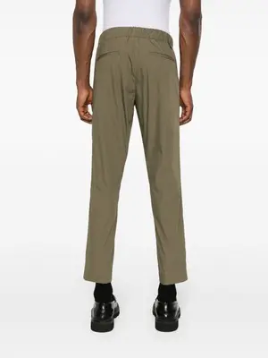 LOW BRAND Poplin Pleated Tapered Trousers - Green