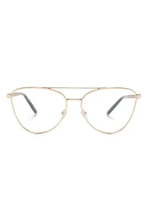 Versace Greca Cat-eye Frame Glasses - Gold