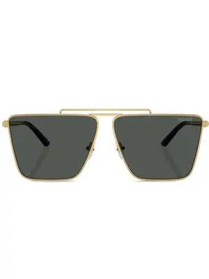 Versace Tubular Greca Square-frame Sunglasses - Gold
