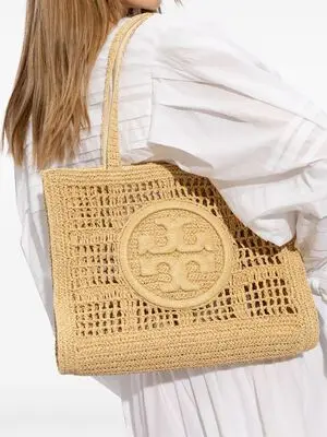 Tory Burch Small Ella Raffia Tote - Neutrals