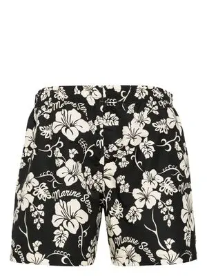 MARINE SERRE Hawaian-print Elasticated Swim Shorts