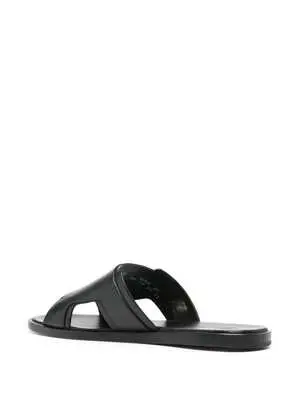 Santoni Double-buckle Leather Sandals - Black