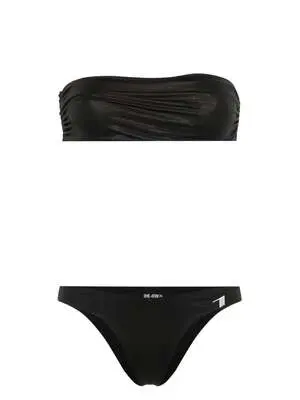 Attico Rubberised-logo Bandeau Bikini - Black