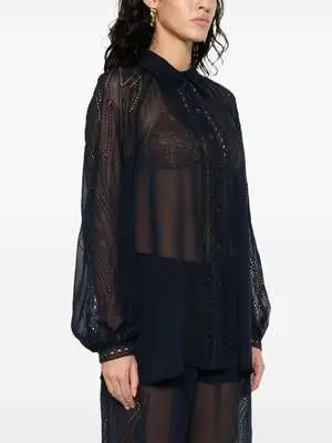 Alberta Ferretti Lace-trimmed Chiffon Shirt