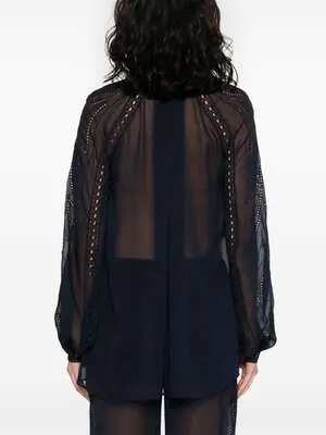 Alberta Ferretti Lace-trimmed Chiffon Shirt