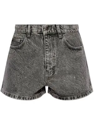 ROTATE BY BIRGER CHRISTENSEN Acid-wash Denim Shorts - Grey